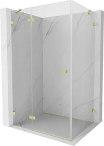 Mexen Lunar, výklopný sprchový kout levý 85 x 80 cm, 8mm čiré sklo, zlatý kartáčovaný - 834-085-080-55-00-L