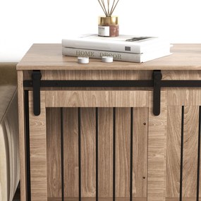 Box pro psy Klec pro psy, uzamykatelná, dřevěný vzhled, rustikální design, 98 cm x 58 cm x 61 cm, ořech + černá barva