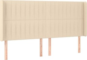 Čelo postele s LED krémové 203 x 16 x 118/128 cm textil 3124313