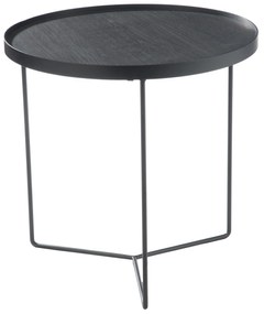 Dřevěný kulatý odkládací stolek s kovovou konstrukcí - Ø 50,5, v: 50 cm