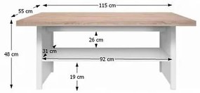 Konferenční stolek TOPTY, bílá / dub sonoma