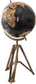 Černý dekorativní glóbus na dřevěné trojnožce Globe - 28*26*57 cm