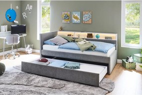 Šedá rohová dětská postel s úložným prostorem bez roštu 90x200 cm Uno – Meise Möbel