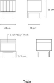 Světle šedý matný noční stolek Sierra – Teulat