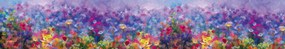 DIMEX | Fototapeta do kuchyně Barevná květinová malba KI-350-217 | 350 x 60 cm | vícebarevná, fialová, modrá