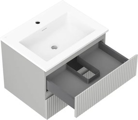 Mexen Rivel, koupelnová skříňka 60 cm s umyvadlem Otis, 2 zásuvky, drážkovaná, šedá matná/bílá, 91A20-06047-2-BFF62-W18M01