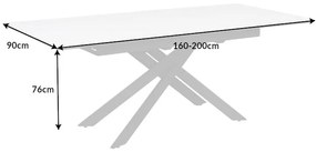 Roztahovací keramický stůl Halia 160-200 cm bílý mramor