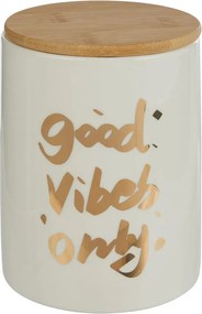 Butlers QUEEN IT Dóza s nápisem Good vibes 14 cm - bílá