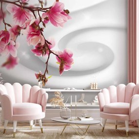 Fototapeta Kvete magnólie - růžová kompozice květů na pozadí s efektem víření
