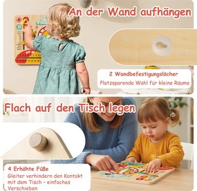 Costway Montessori dřevěné hračky pro batolata Výukové hodiny Denní dětský