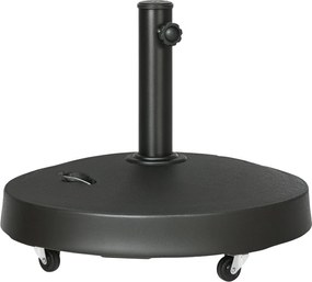 Stojan na slunečník Outsunny 23,5 kg s kolečky, základna pro slunečníky s průměrem Ø38/48 mm, pro zahradu, balkon, černý | Aosom