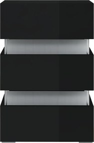 Noční stolek s LED lesklý černý 45x35x67 cm kompozitní dřevo 326847
