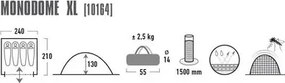 High Peak Monodome XL / Stan pro 4 osoby / 240x210 x 130 cm / vodní sl