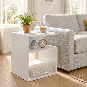 HOMCOM moderní odkládací stolek, s 3 otevřenými policemi do obývacího pokoje, ložnice, kanceláře, bílý