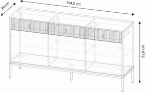 Komoda Maggiore 154,5 cm černá/zlatá