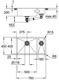 GROHE 31575SD1 - Kuchyňský dřez K700U 760 × 450 mm nerez