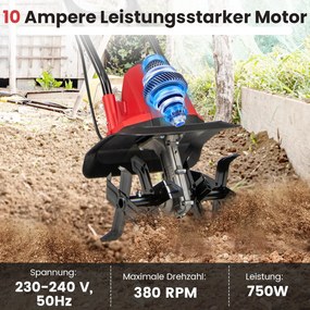 Costway Elektrický kultivátor 750 W | Pracovní šířka 32 cm | Pracovní hloubka 22