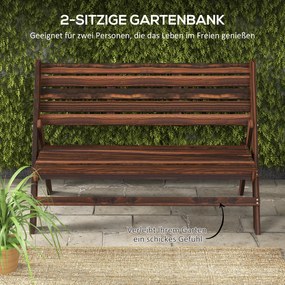 Zahradní lavice Outsunny 2místná dřevěná lavice s opěradlem s nosností až 250 kg na zahradní balkon 122 x 63 x 83 cm | Aosom.de
