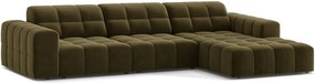 Khaki sametová rohová pohovka (pravý roh/s lenoškou) Chicago – Cosmopolitan Design