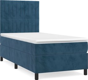 vidaXL Box spring postel s matrací 80 x 200 cm samet [3143113] Barva: Tmavě moddrá