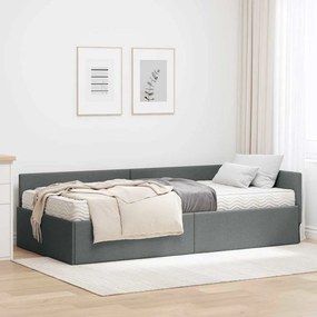 Rohový rám postele s matrací Jiný s čelo 2 ks Šedá textil 3393598