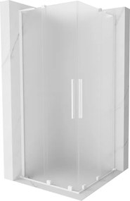 Mexen Velar L Duo, sprchový kout s posuvnými dveřmi 100 x 100 cm, 8mm sklo námraza, bílá matná, 871-100-100-02-33-20