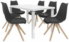Jídelní set Amareto 1+6 židlí - bílá/černá
