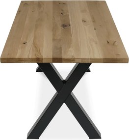 Stůl jídelní, kovové podnoží ve tvaru písmene "X", masiv dub, černý lak (160 x 90) cm