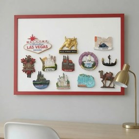 Toptabule.sk Bílá tabule na magnetky v červeném dřevěném rámu COLOR 60x40 cm