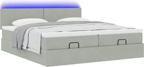 Osmanský rám postele s matracíes světle šedá 200x200cm samet 3312911