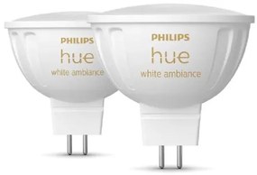 Philips Hue Smart žárovky - Chytrá LED žárovka GU5,3, MR16, 5,1 W, stmívatelná, bílé světlo, 2ks 929003575202