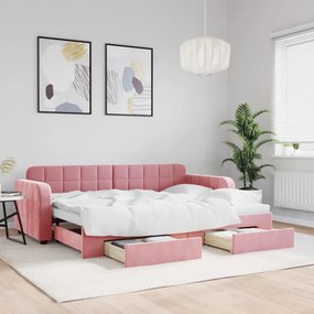Válenda s přistýlkou a zásuvkami růžová 80 x 200 cm samet 3196973