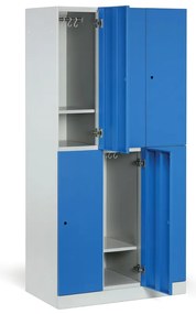Šatní skříňka S1 s úložnými boxy, 6 boxů, 1850 x 900 x 500 mm, demont, RFID zámek, zelené dveře