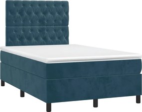Box spring postel s matrací tmavě modrá 120x190 cm samet 3270017