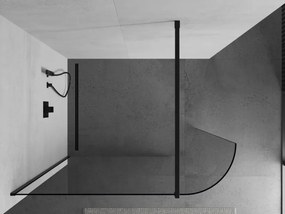 Mexen Kioto, zaoblená sprchová zástěna 80 x 200 cm, 8mm čiré sklo, černý profil, 800-080-101-70-06