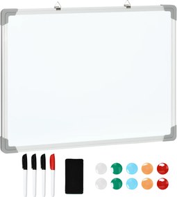 HOMCOM Magnetická tabule 60x1,8x45cm se 4 fixy, 1 gumou, 10 magnety, stojánkem a držákem na zeď | Aosom.de