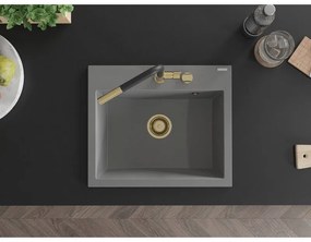 Mexen Oscar, 1-komorový granitový dřez 580x490x205 mm, šedá, 6519581000-71-G