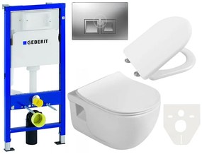 AKCE/SET/LIVERO Geberit - Modul pro závěsné WC Duofix Delta 12 s tlačítkem Delta50, matná chrom + BRILLA závěsná WC mísa, Rimless, 36,5x53 cm, bílá +…