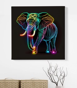 Obraz na plátně - Barevný zářící slon, tělo FeelHappy.cz Velikost obrazu: 100 x 100 cm