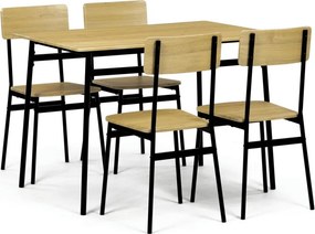 Set jídelní (1+4), MDF dekor divoký dub, černý kov (110 x 70) cm hnědá