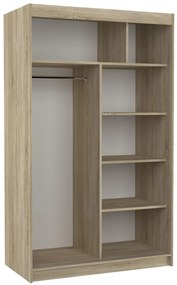 Šatní skříň s posuvnými dveřmi Riva - 120 cm Barva: Bílá/dub Sonoma
