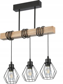 Závěsné stropní svítidlo Dřevěná Led lustrová 3xE27 svítidlo Loft Dřevo dub
