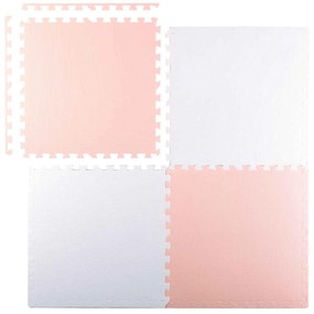 Ricokids pěnová podložka puzzle 60x60 cm 4 ks broskvová a bílá pro děti