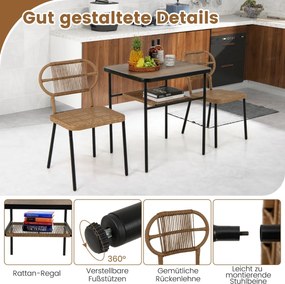 Costway 3-dílný. Garden furniture set, balcony furniture s 2 rattan chairs
