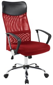 Ergonomická kancelářská židle s vysokou opěrkou - červená