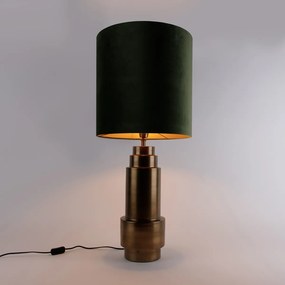 Stolní lampa Bruut s sametovým zeleným stínítkem a zlatými detaily, 40 cm