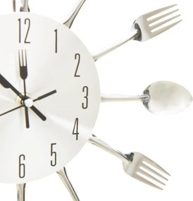 Nástěnné hodiny s vidličkami a lžícemi stříbrné 31 cm hliník 325162