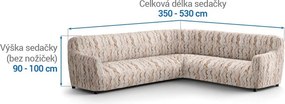 Bielastické potahy OCEANO NOVÉ béžové rohová sedačka (š. 350 - 530 cm)