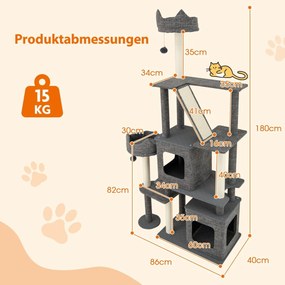 Costway Škrabadlo se škrabadlem a sisalovou deskou a žebříkem a 2 jeskyně kočičí