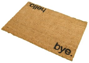Černá rohožka z přírodního kokosového vlákna Artsy Doormats Hello, Bye, 40 x 60 cm